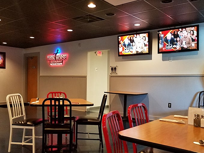 The cozy interior strikes that perfect balance between neighborhood hangout and serious eatery, with the neon sign promising good things to come.