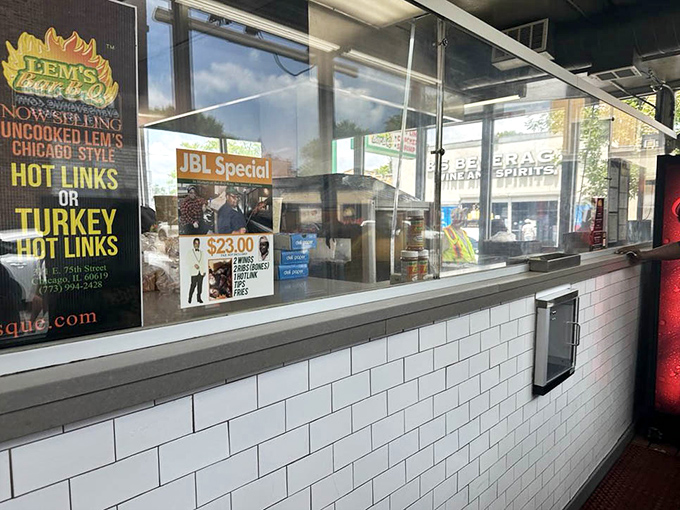 No fancy dining room needed when the food speaks this loudly. Lem's walk-up window keeps the focus where it belongs&mdash;on that magnificent barbecue.