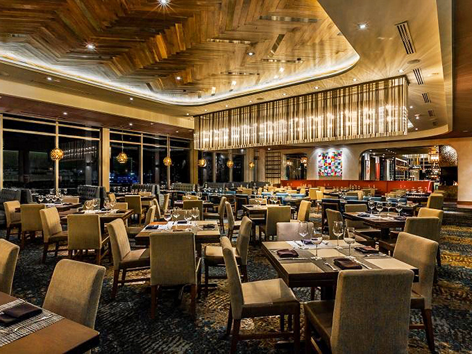 Beneath that stunning herringbone ceiling, culinary dreams come true. The dining room balances elegance with comfort&mdash;like wearing a tuxedo with slippers.