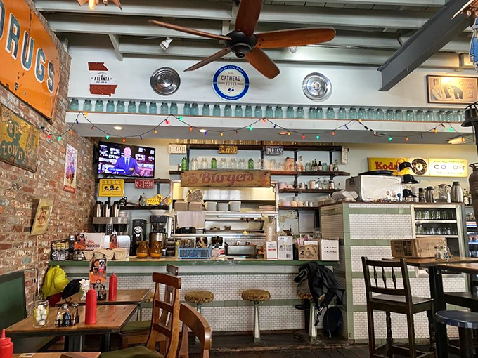Vintage signs, exposed brick, and an open kitchen create that perfect "where everybody knows your name" vibe&mdash;minus Norm, but with much better breakfast options.