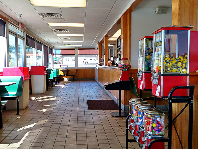 Nostalgia served daily alongside the food &ndash; candy machines and simple seating create that perfect "come as you are" atmosphere.