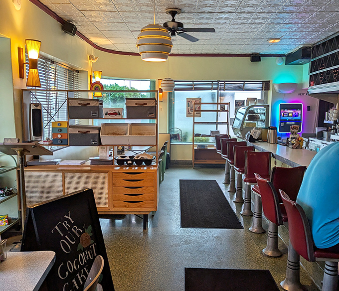 Step inside and suddenly you're in the diner of your dreams&mdash;pressed tin ceiling, vintage light fixtures, and those red counter stools practically begging for your company.