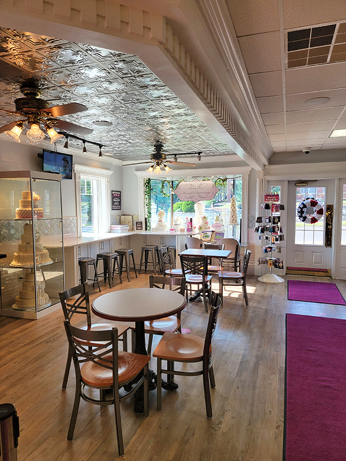 Step inside to discover a cozy haven where that ornate tin ceiling reflects both light and decades of baking wisdom. Grandma's kitchen never looked this good.