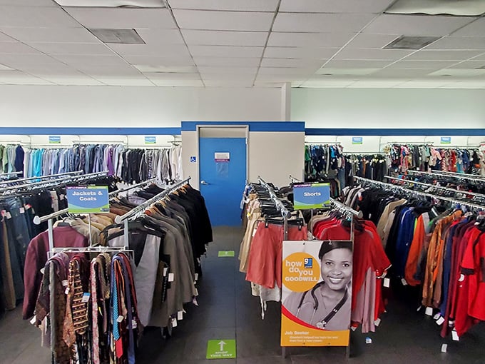 From the outside, you'd never guess the vastness within. This Figueroa Street Goodwill is like the TARDIS of thrift stores&mdash;much bigger on the inside.