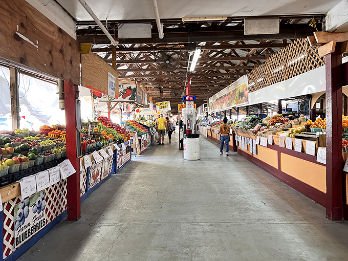 The produce aisle stretches like a runway of agricultural abundance, with fruits and vegetables arranged in a kaleidoscope of colors that would make any supermarket blush.
