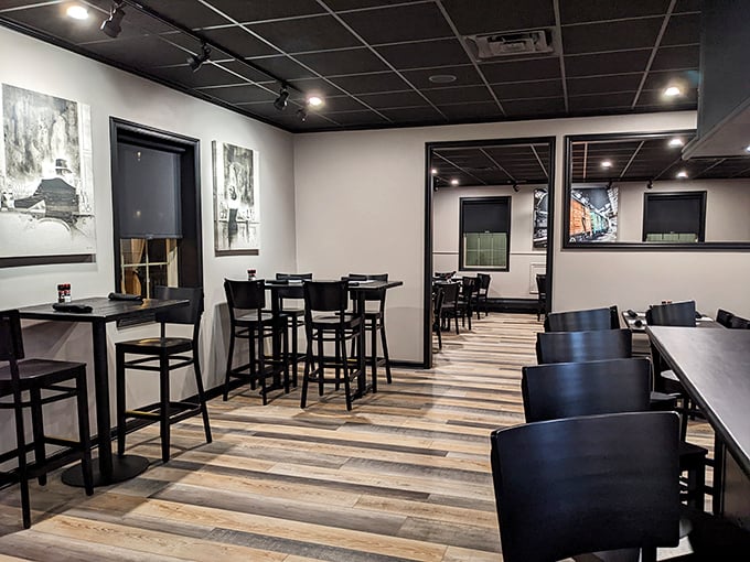 Modern meets cozy in a dining room that feels like your stylish friend's house, only with better food.