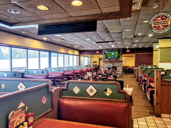 Cozy booths and warm lighting create the perfect setting for memorable breakfast conversations.