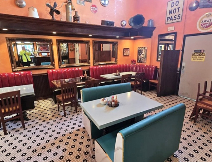 Step inside and you're transported to a diner wonderland&mdash;red vinyl booths, retro tiles, and the promise of comfort food ahead.