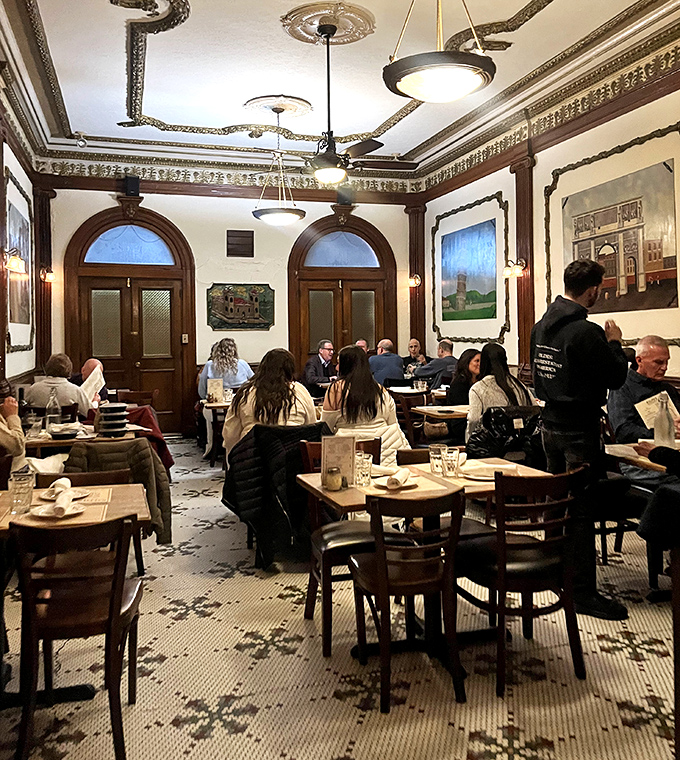 Time travel isn't science fiction at Ralph's. The ornate ceiling, arched doorways, and mosaic floor transport you to an era when dining was an occasion.