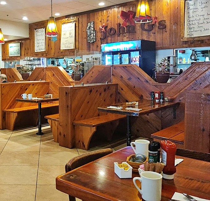 Wooden booths that have witnessed countless breakfast epiphanies. These rustic dividers aren't just furniture&mdash;they're the silent historians of Florida's breakfast culture.