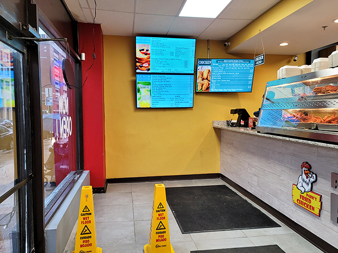 Step inside and leave pretension at the door. This no-frills interior with its bright yellow walls promises one thing: food that speaks louder than d&eacute;cor.