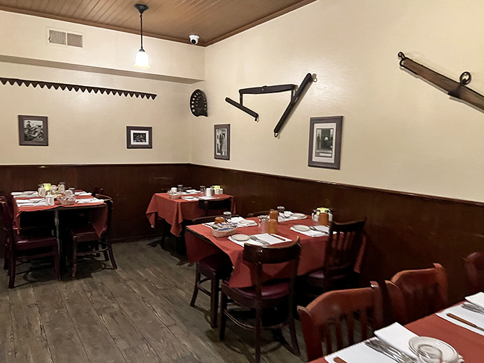 Simple wooden tables, Western memorabilia, and the promise of carnivorous delight. This dining room doesn't need Instagram filters&mdash;it's got character that can't be faked.