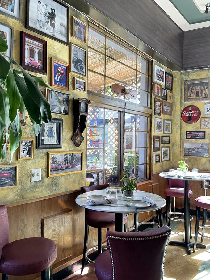 This vintage-filled sanctuary proves that good taste extends beyond the kitchen to every photograph-covered wall.