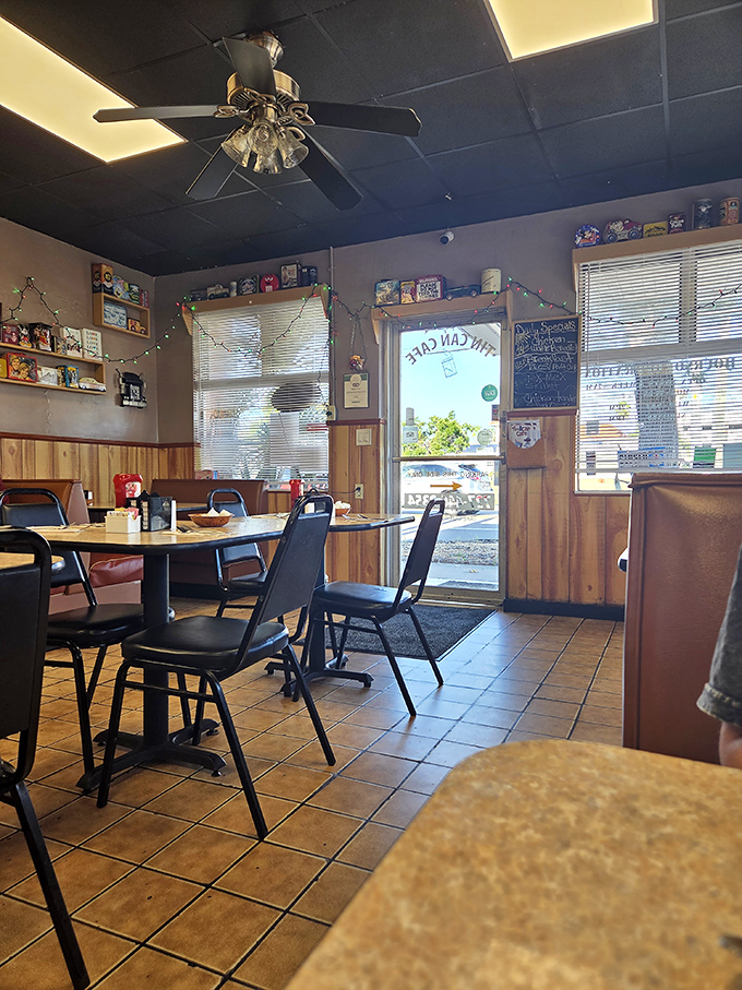 Inside, wood-paneled walls and simple furnishings create that rare atmosphere where comfort trumps pretension. This is breakfast without the air quotes.