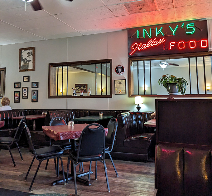 The interior's vintage charm feels like stepping into your Italian grandmother's dining room&mdash;if your grandmother had amazing neon signage.