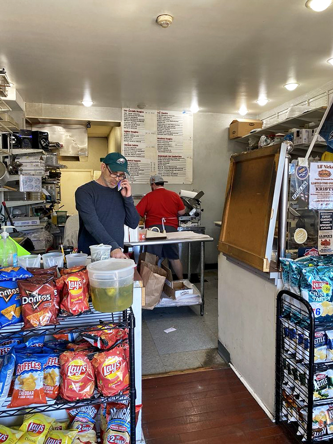 Where sandwich magic happens: The compact interior reveals the no-frills approach that lets the food do all the talking.