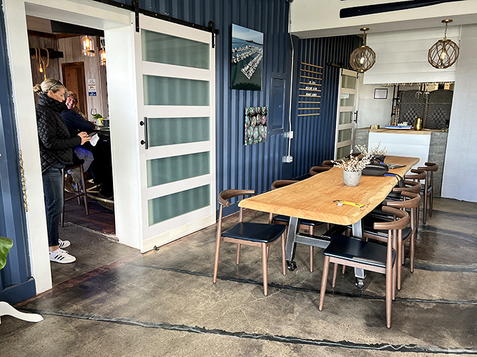 Nautical blues and natural wood create the perfect maritime atmosphere inside, where every table feels like you've scored the captain's quarters.