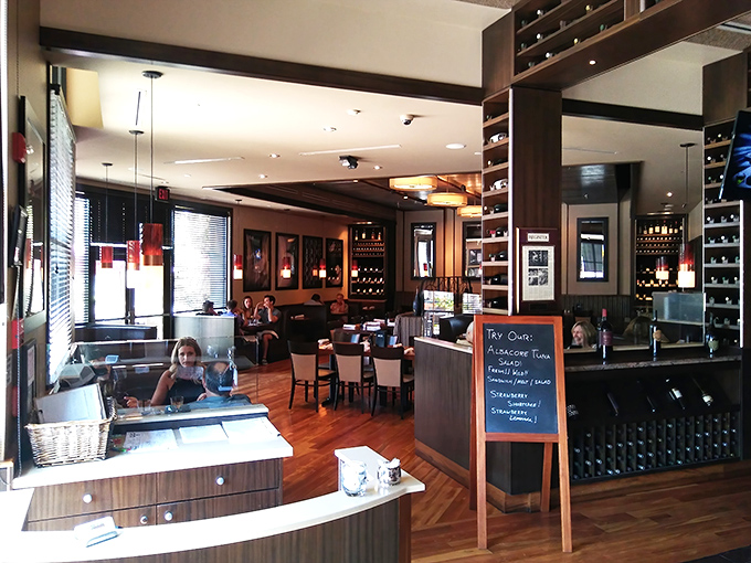 Warm woods, strategic wine displays, and comfortable seating create that perfect "special but not stuffy" atmosphere every great neighborhood restaurant aspires to achieve.