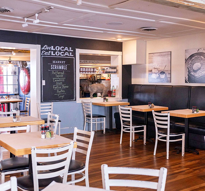 "Live Local, Eat Local" isn't just wall decoration&mdash;it's the Buttermilk Kitchen manifesto. That cow statue? He's the unofficial greeter.