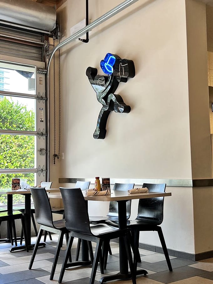 That top hat wall art isn't just decoration&mdash;it's a promise of the elevated deli experience that awaits. Clever design meets comfort food paradise.