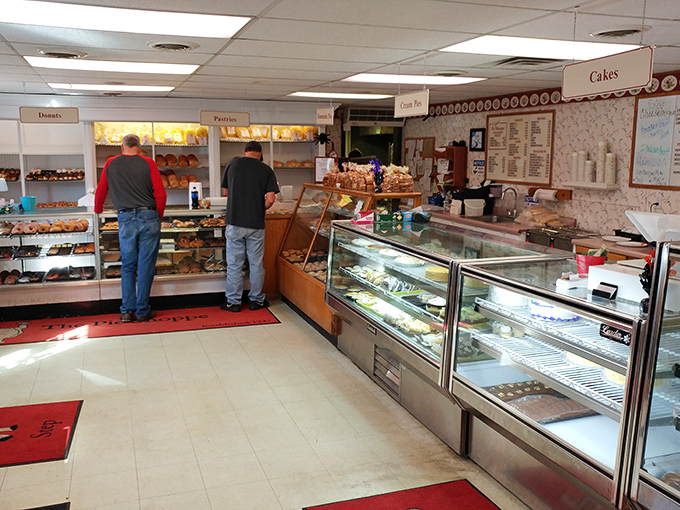 The bakery counter at The Pie Shoppe isn't just a display case&mdash;it's a museum of edible art where indecision has never been so delicious.
