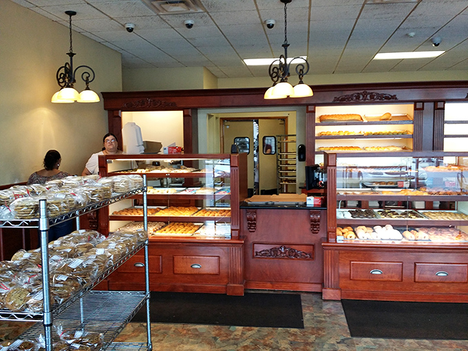 Where pastry dreams come true. These wooden display cases have witnessed more joy than a Hallmark movie marathon.