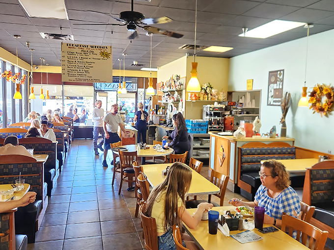 Inside, the bustling dining room hums with conversation and clinking silverware &ndash; the soundtrack to St. Petersburg's favorite breakfast ritual.