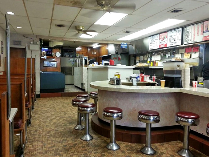 Classic counter seating with those spinning stools that make everyone feel like a kid again. Time stands still inside Lou's, and that's exactly how we like it.