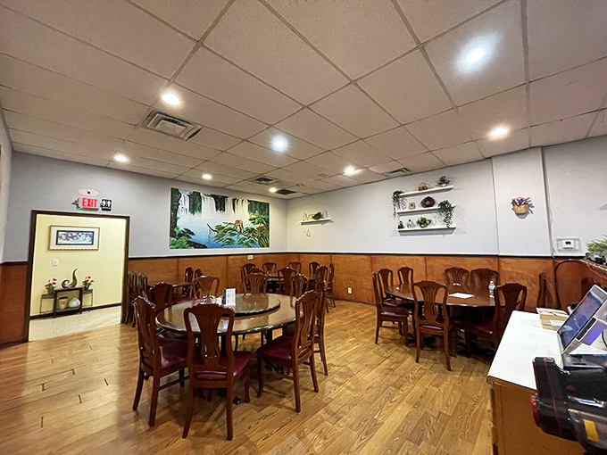 Clean lines and warm wood create the perfect backdrop for serious dumpling conversations.