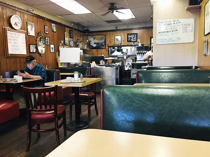 Wood-paneled walls, green vinyl booths, and that unmistakable diner ambiance &ndash; Jenny's interior feels like a time capsule of comfort.