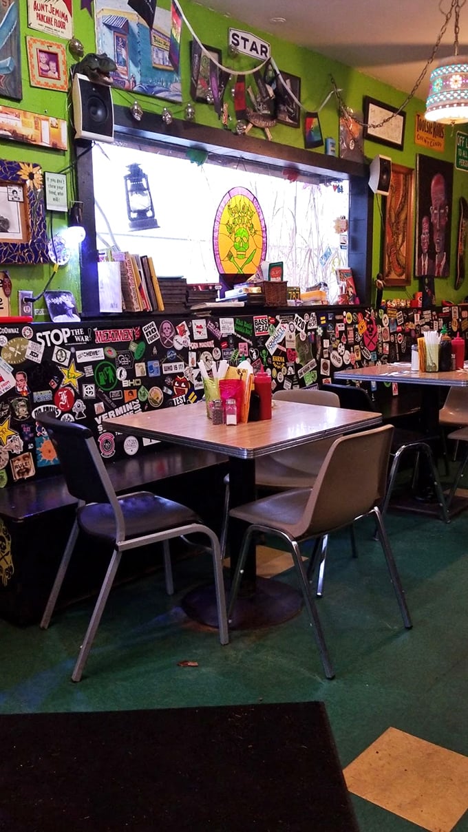 Every wall tells a story in this treasure trove where breakfast meets folk art museum.