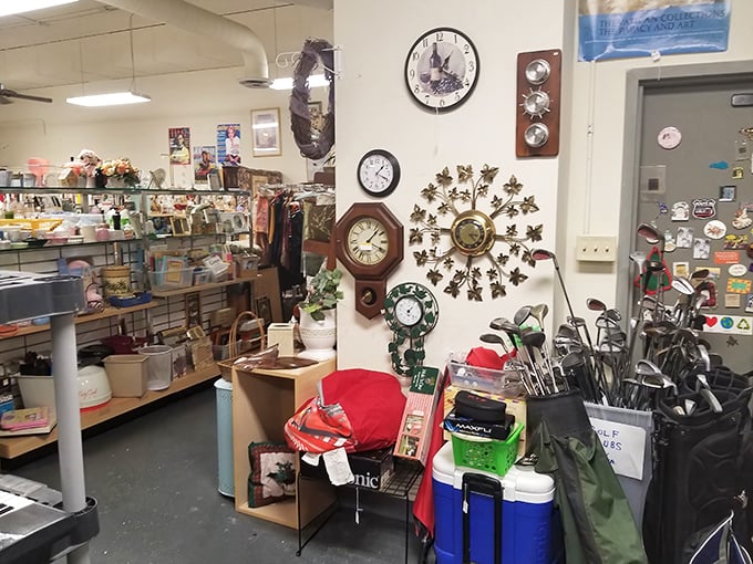 Wall clocks that tell more than time&mdash;they tell stories. This corner showcases the delightful hodgepodge of treasures awaiting discovery throughout the store.