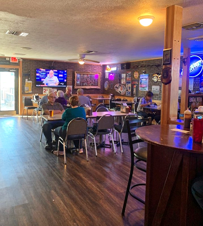 Inside, warm wood tones and brick walls create that perfect "come as you are" atmosphere where napkins aren't just provided&mdash;they're mandatory.