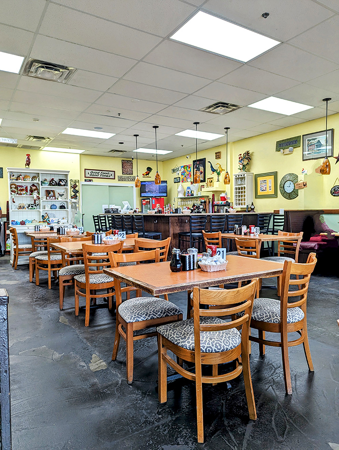 The sunny yellow walls and homey decor create the perfect backdrop for comfort food that demands to be savored, not rushed.