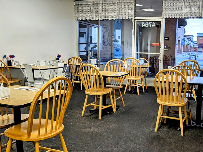 Step inside and you're greeted by no-nonsense wooden chairs and simple tables &ndash; this place puts its energy into the food, not fancy furniture.