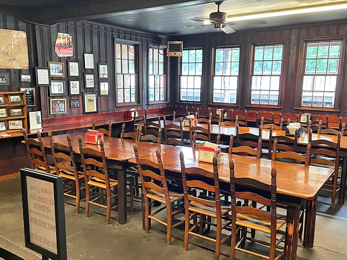 Inside, it's like dining in a Lincoln-era log cabin that smells infinitely better. Those wooden beams have witnessed countless barbecue epiphanies.