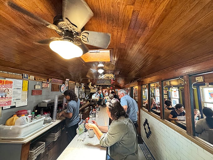 Step inside this authentic 1926 Jersey Central Dining Car and you're transported to a time when conversations happened face-to-face and calories weren't counted.