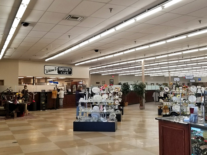 Step inside and the vastness unfolds like a department store from another era, where every aisle holds potential discoveries.