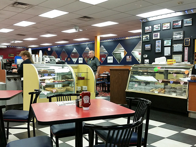 Inside, the checkered floor and display cases filled with homemade treats tell you everything you need to know: diet plans come here to die.