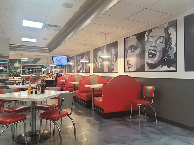 Classic red vinyl booths and Hollywood icons watching from the walls&mdash;this isn't just retro-chic design, it's the authentic article that newer places try to imitate.