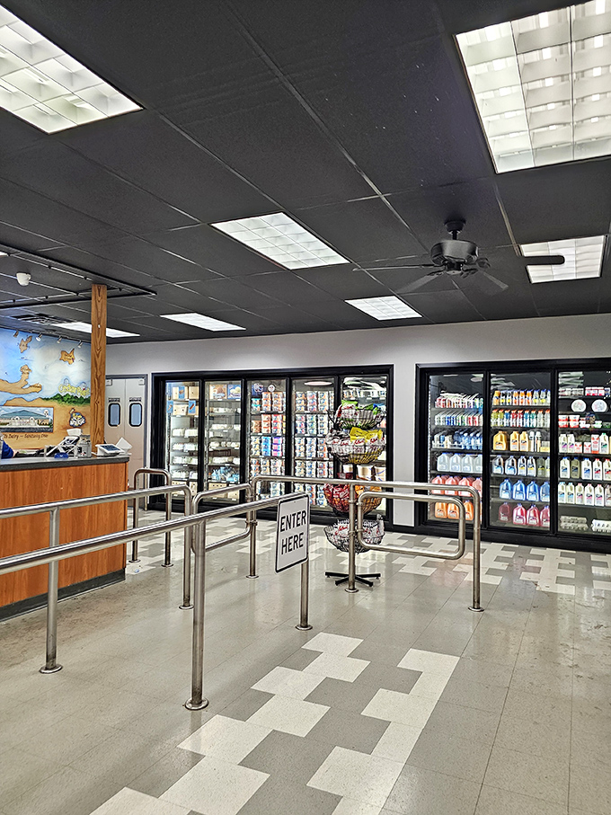 The orderly queue system might look utilitarian, but it's actually a genius device for giving you time to contemplate life's most important question: which flavor?