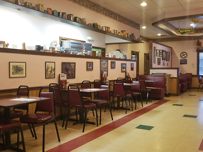 Classic Americana lives in these burgundy vinyl booths and checkerboard floors&mdash;a dining room where conversations matter more than Instagram likes.