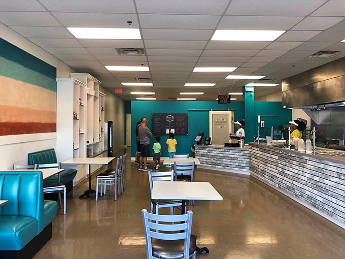 Inside, the modern turquoise-accented interior feels like the VIP section of donut heaven, minus the velvet ropes.