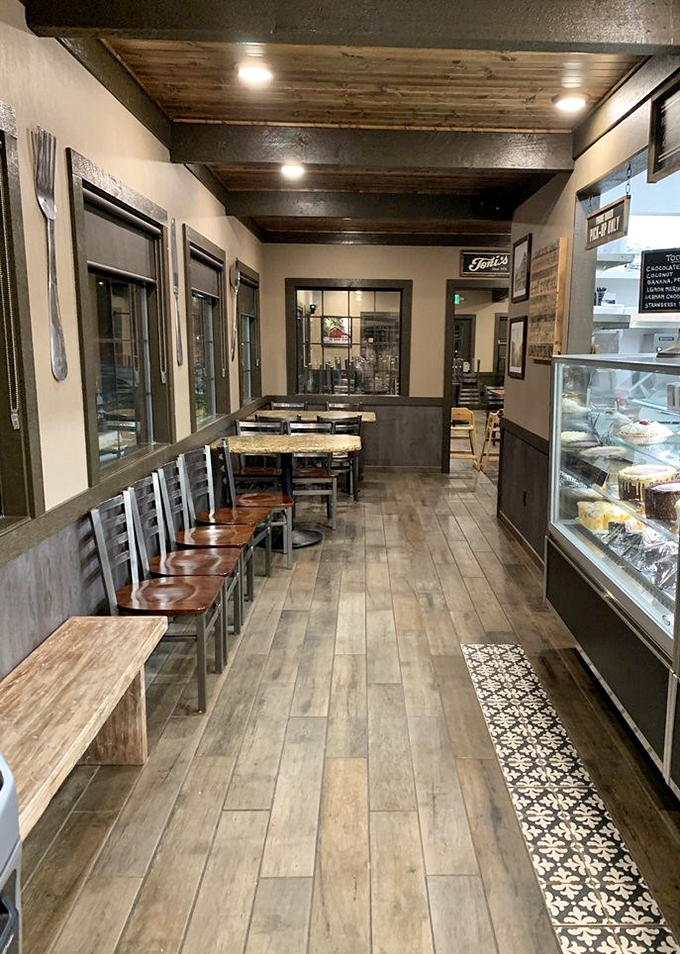 Step inside and feel the decades of stories these walls could tell. Toni's modern-rustic interior balances nostalgia with comfort&mdash;the perfect backdrop for pie-based epiphanies.