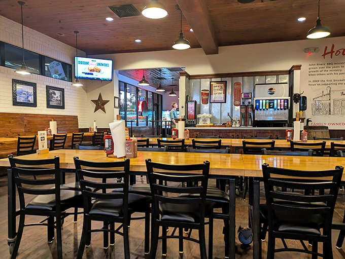 Where barbecue dreams come true &ndash; wooden tables, industrial lighting, and the promise of meat that's been pampered longer than most spa treatments.