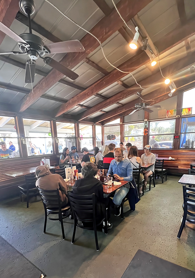 Exposed wooden beams and natural light create the perfect backdrop for morning conversations and coffee revelations.