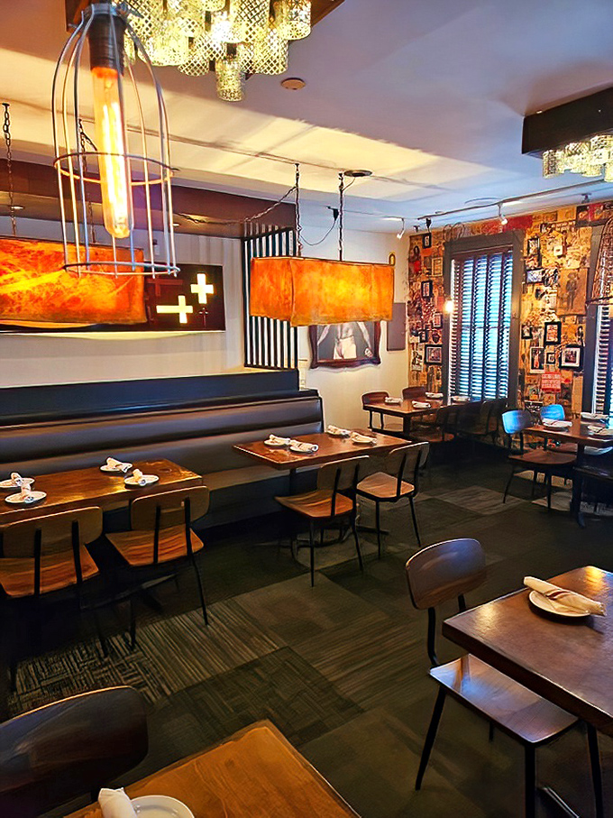 Amber lighting and eclectic d&eacute;cor create the perfect mood for both serious food appreciation and first-date conversation that actually flows.