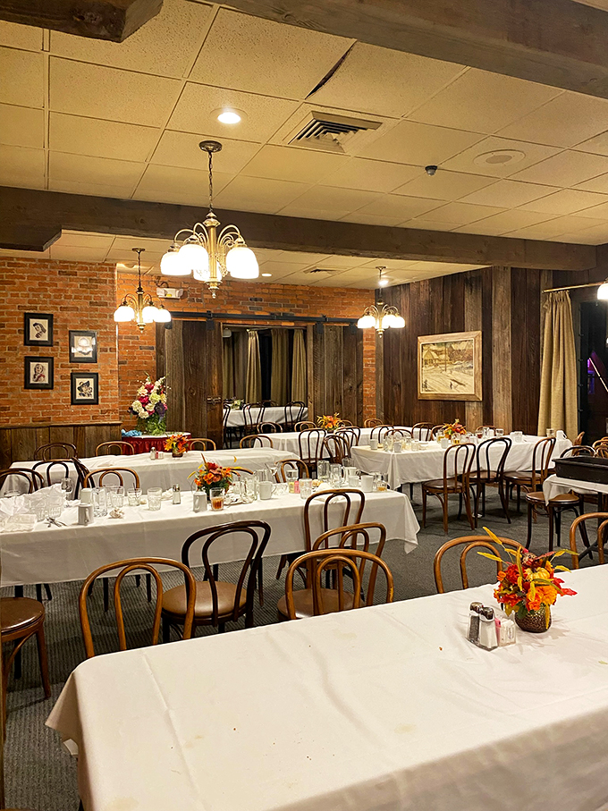 White tablecloths and bentwood chairs create that perfect "special occasion that feels like home" atmosphere where memories are made between bites.