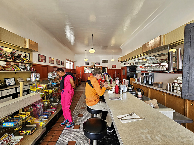Counter culture at its finest&mdash;the classic diner setup invites you to perch on a stool and watch short-order magic happen while candy tempts from glass cases.