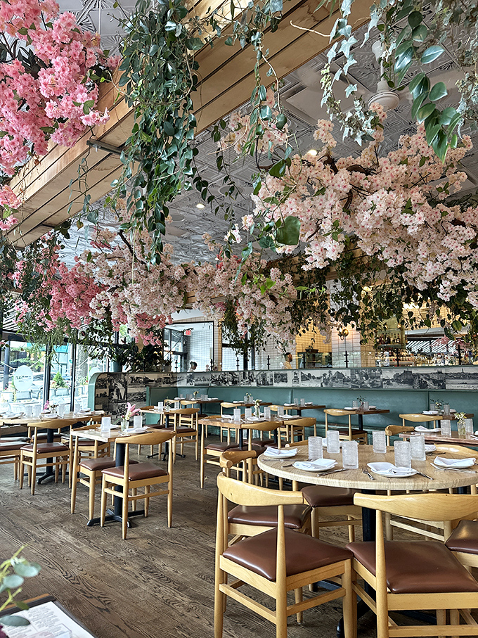 Dining under a canopy of pink blossoms isn't just romantic&mdash;it's Tuesday at AMBAR. This floral wonderland makes every meal feel like a special occasion.